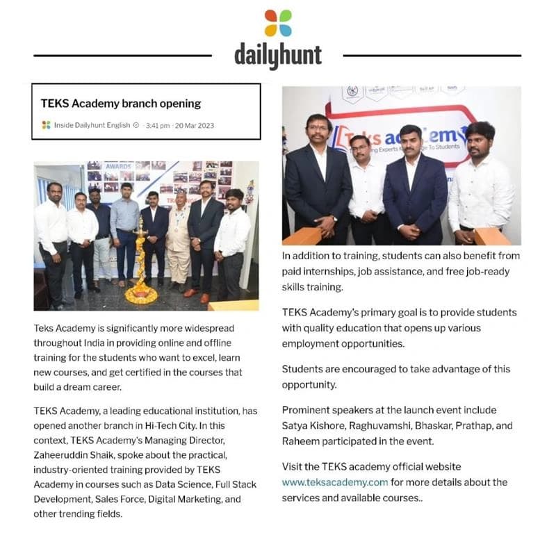 Best Software Courses Training Institute in Hyderabad | Teks Academy